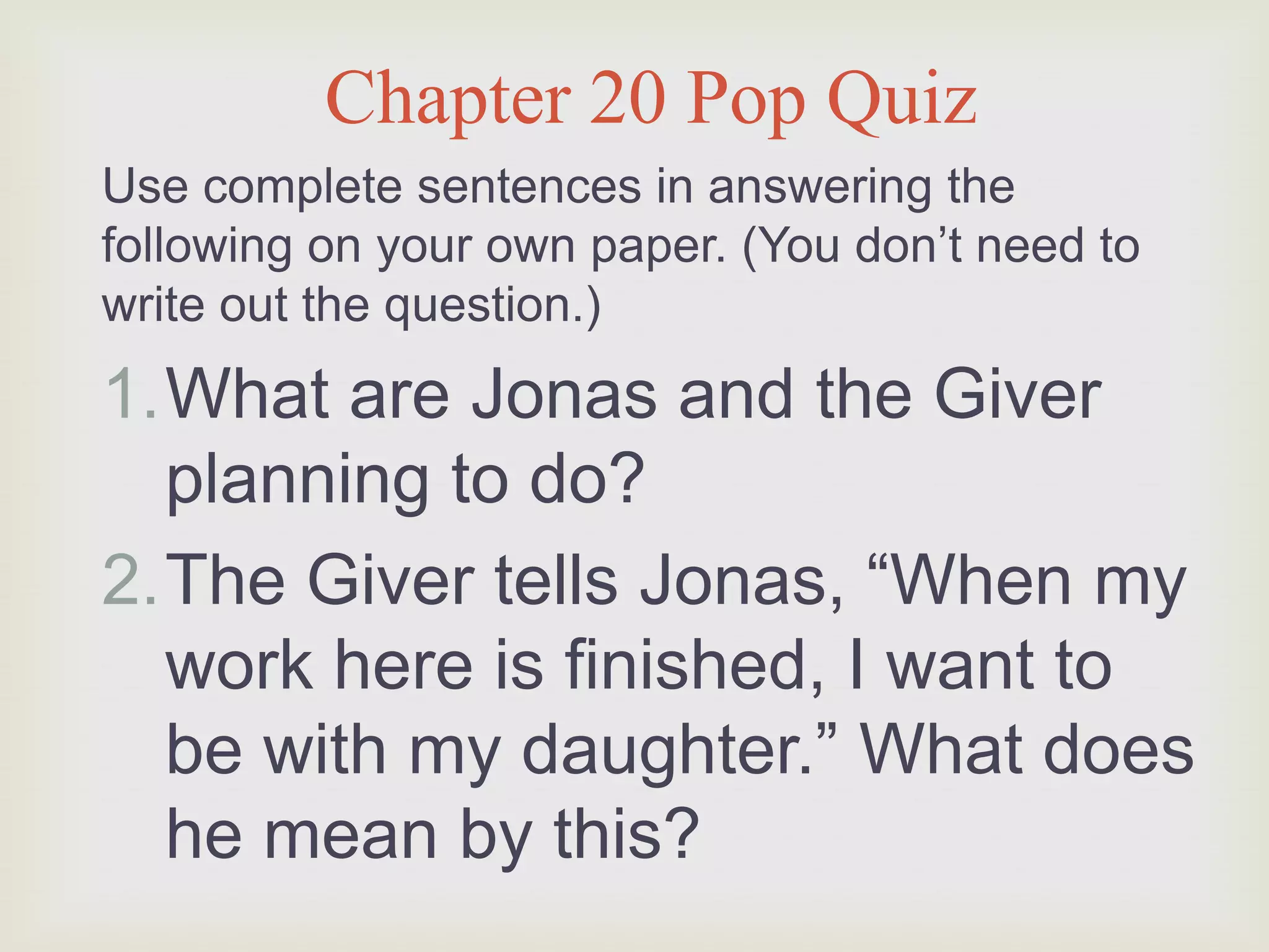 The Giver Novel Questions, Quizzes, and Activities | PPTX