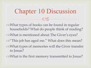 The Giver Novel Questions, Quizzes, and Activities | PPTX