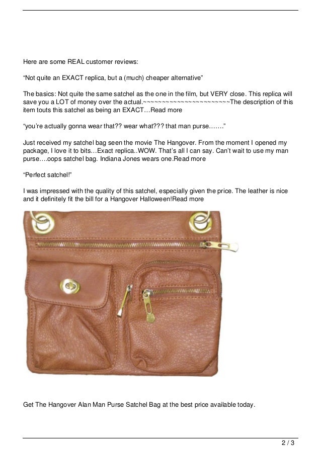 The Hangover Alan Man Purse Satchel Bag