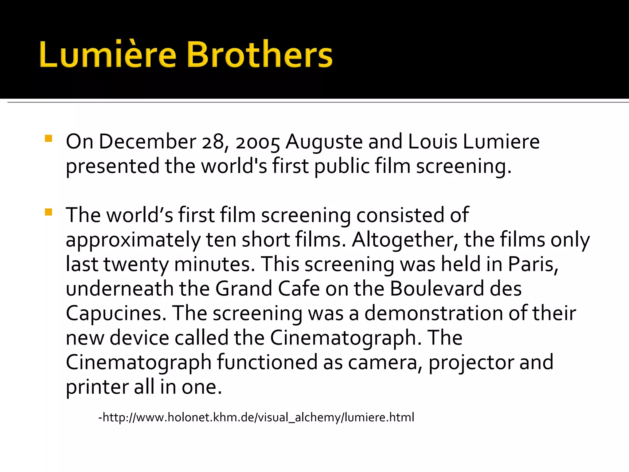 The History of Motion Pictures | PPT