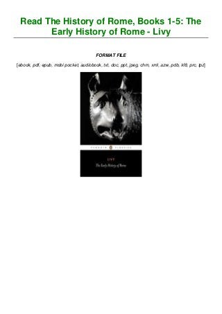 Early Livy Reconstructing Rome