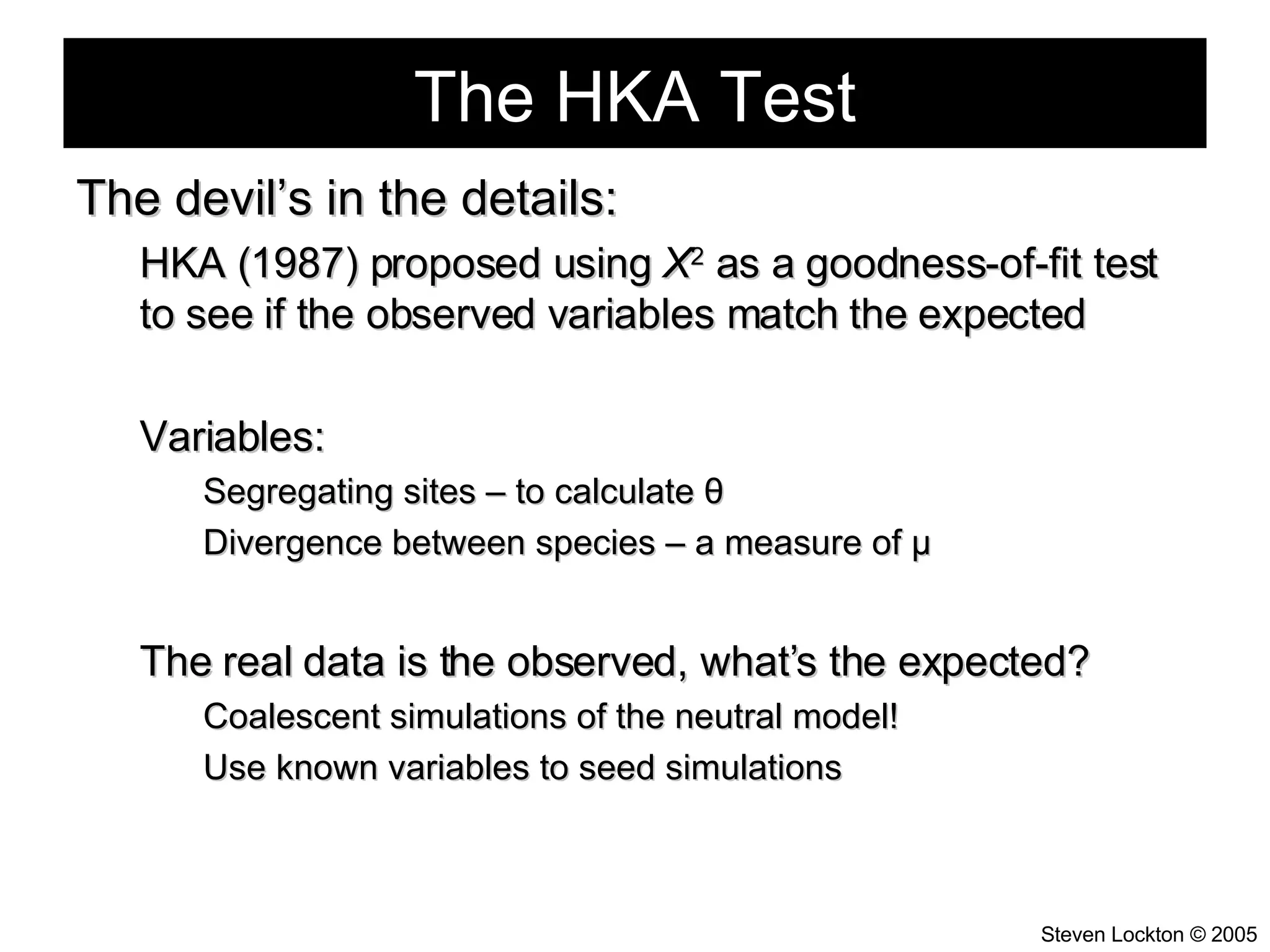 The HKA Test | PPT