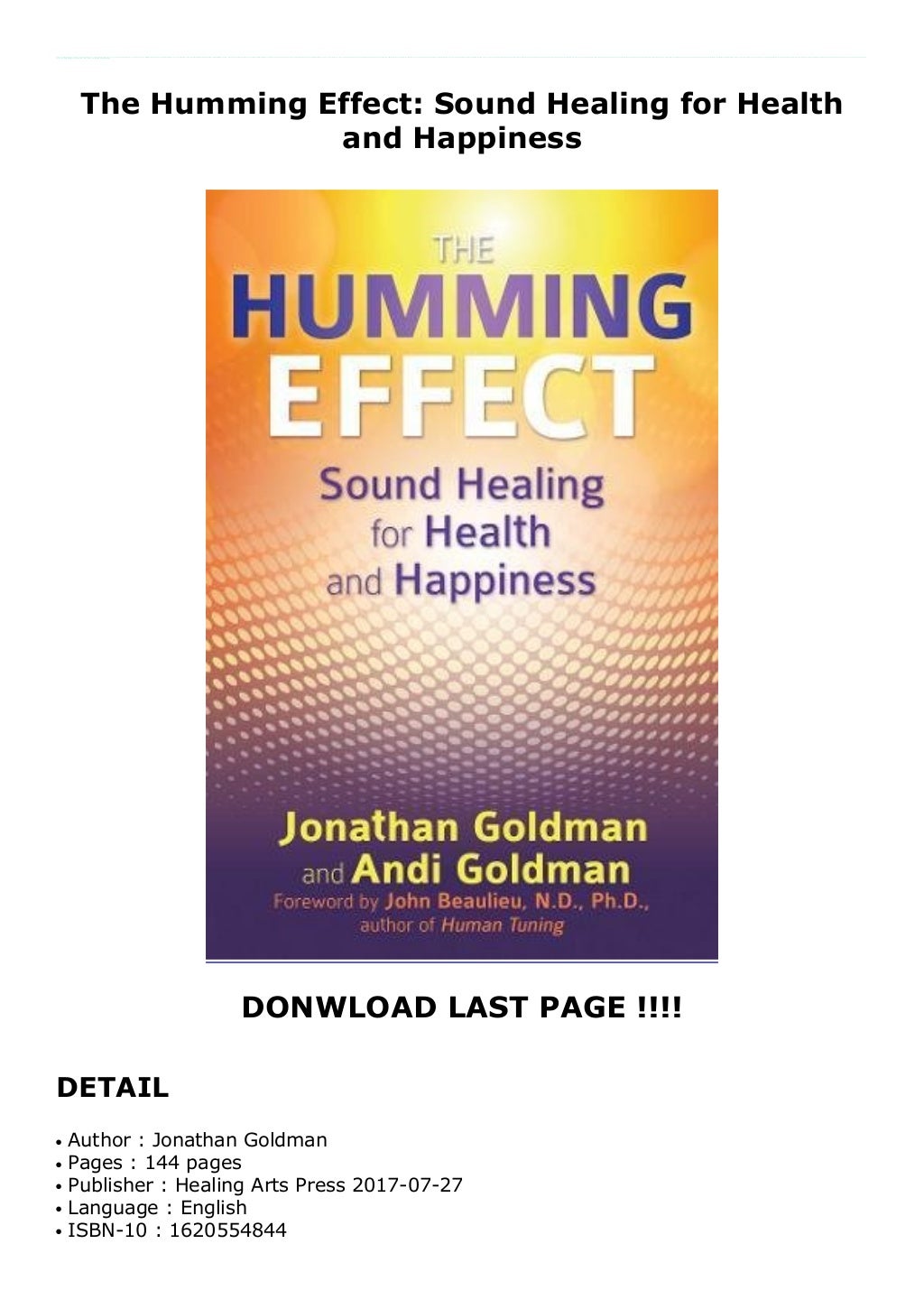 The Humming Effect: Sound Healing for Health and Happiness