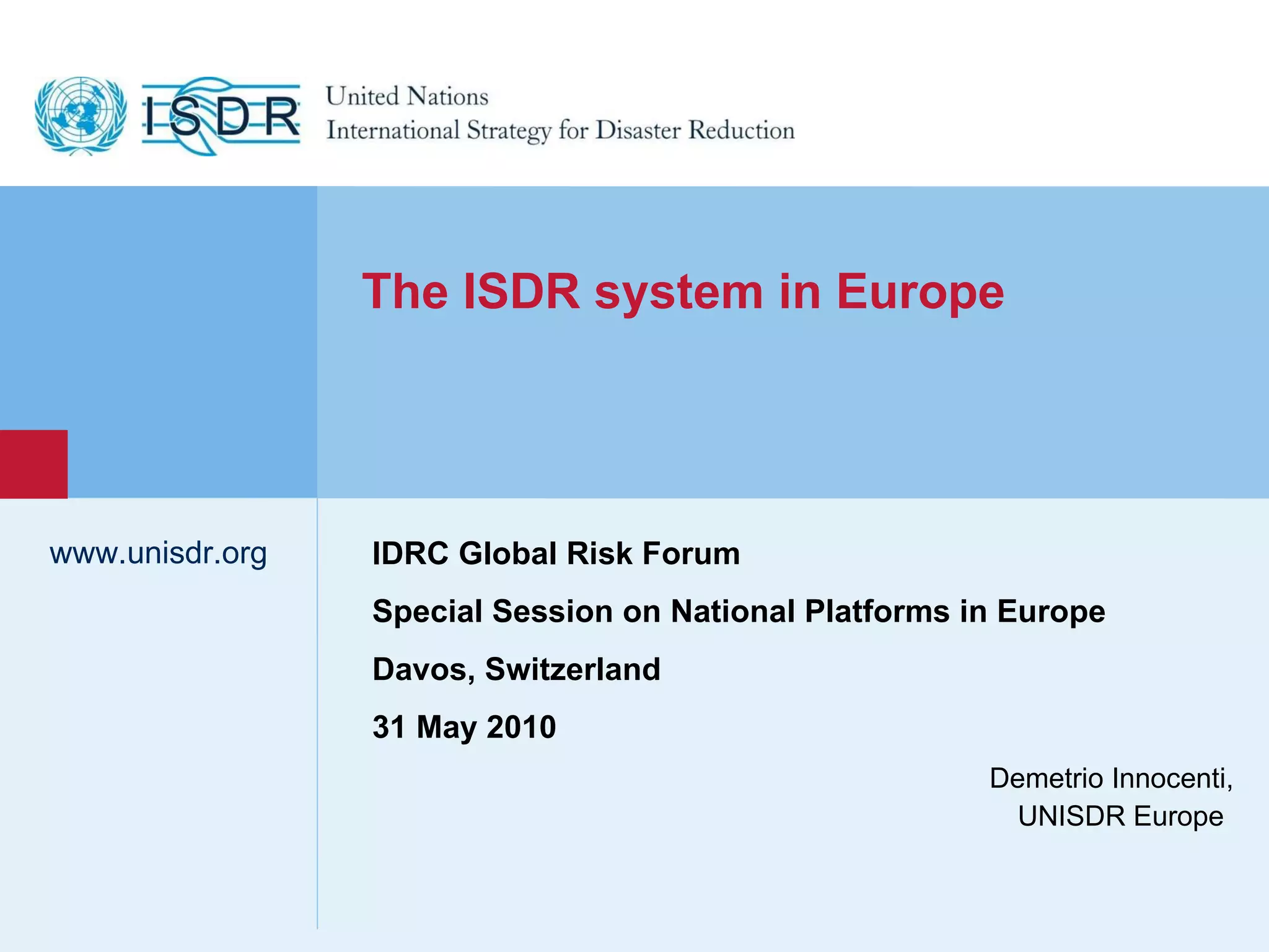 The ISDR system in Europe | PPT