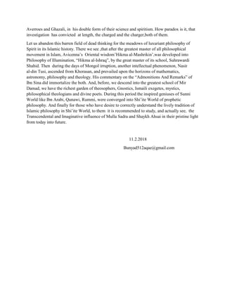The islamic Philosophy; Avicenna Or Ghazali | PDF