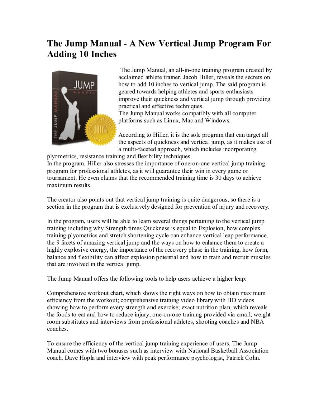 Jacob Hiller Jump Manual Reviews - Find the truth now!