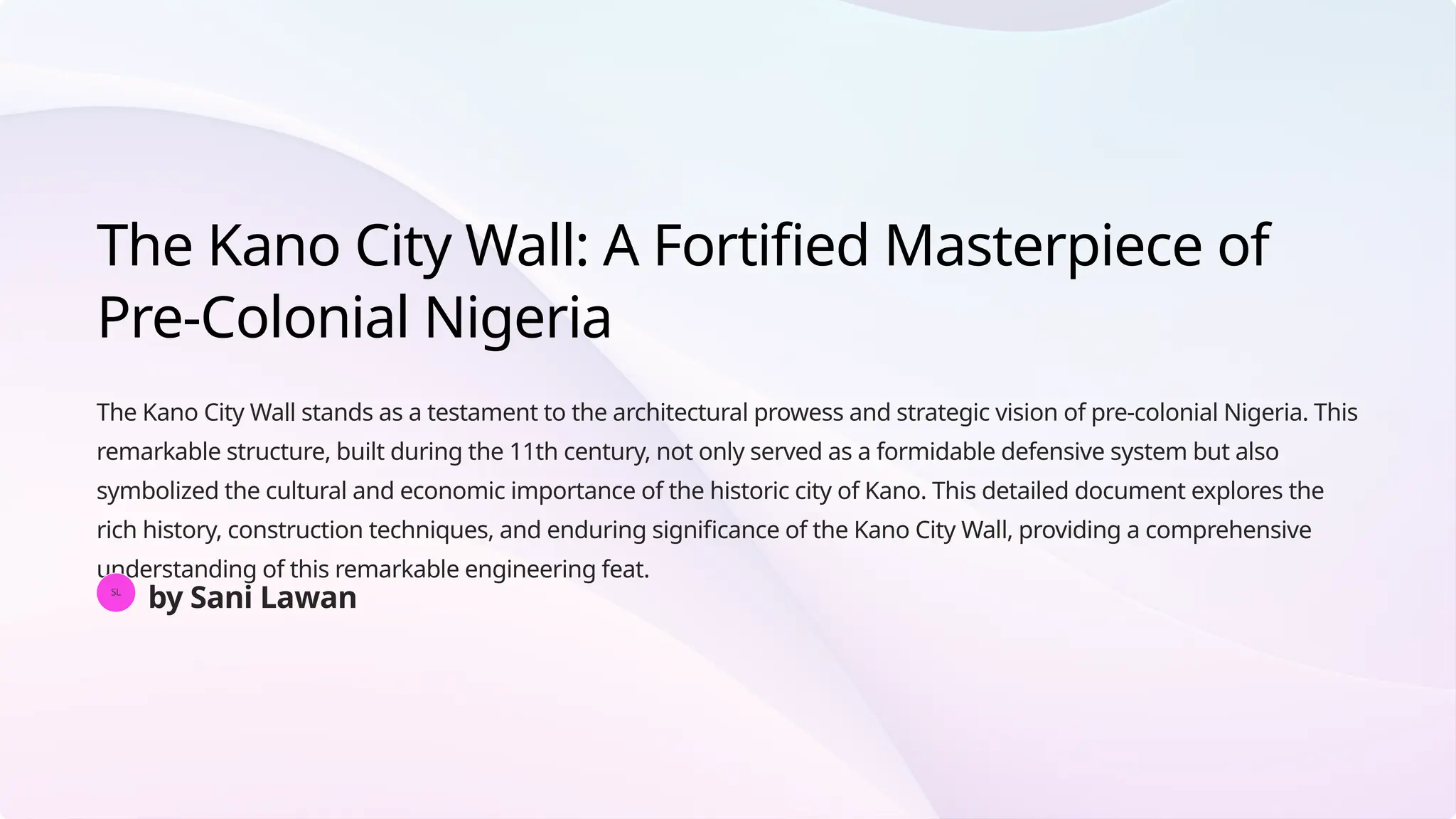 Measured Drawing Assignment on Kano city wall | PPTX