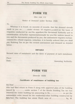kERALA BUILDING TAX PLINTH AREA RULES 1975 jAMES JOSEPH ADHIKARTHIL | PDF