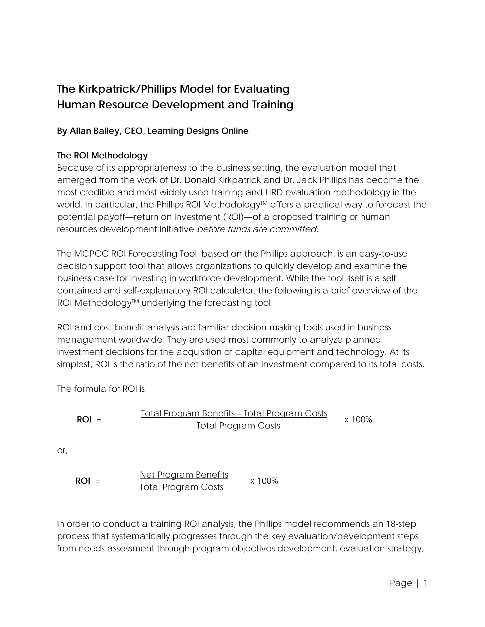 The Kirkpatrick-Phillips-Evaluation Model | PDF