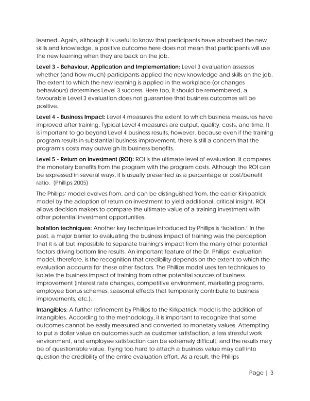 The Kirkpatrick-Phillips-Evaluation Model | PDF | Personal Investing ...