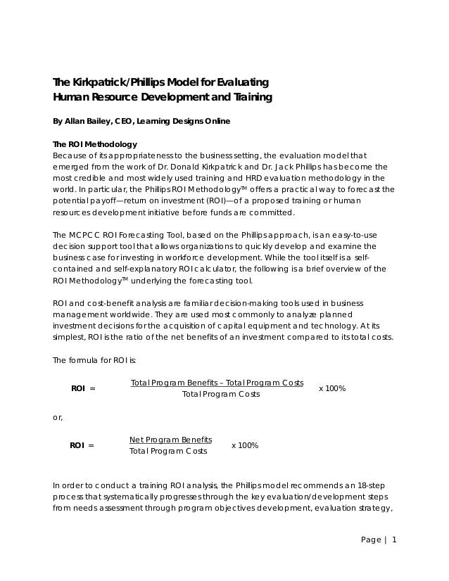 The Kirkpatrick-Phillips-Evaluation Model