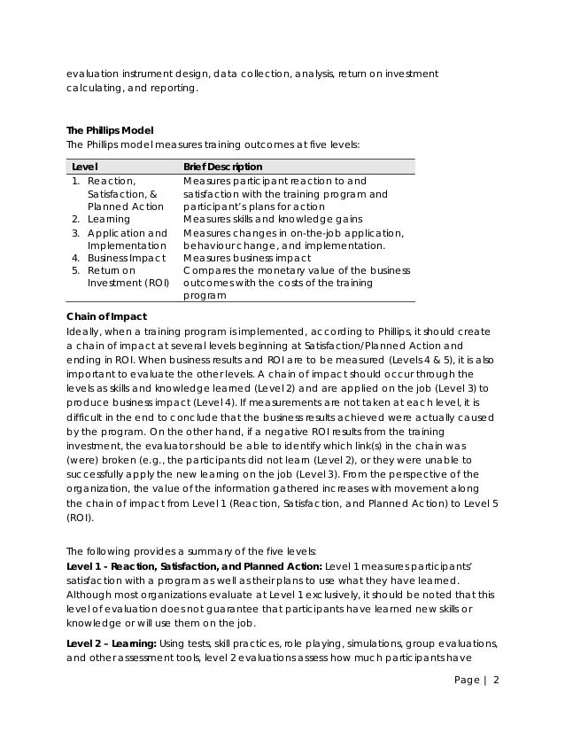 The Kirkpatrick-Phillips-Evaluation Model