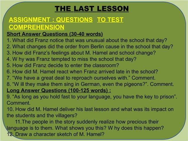 The-Last-Lesson.pptx class 12 NCERT lesson | PPTX