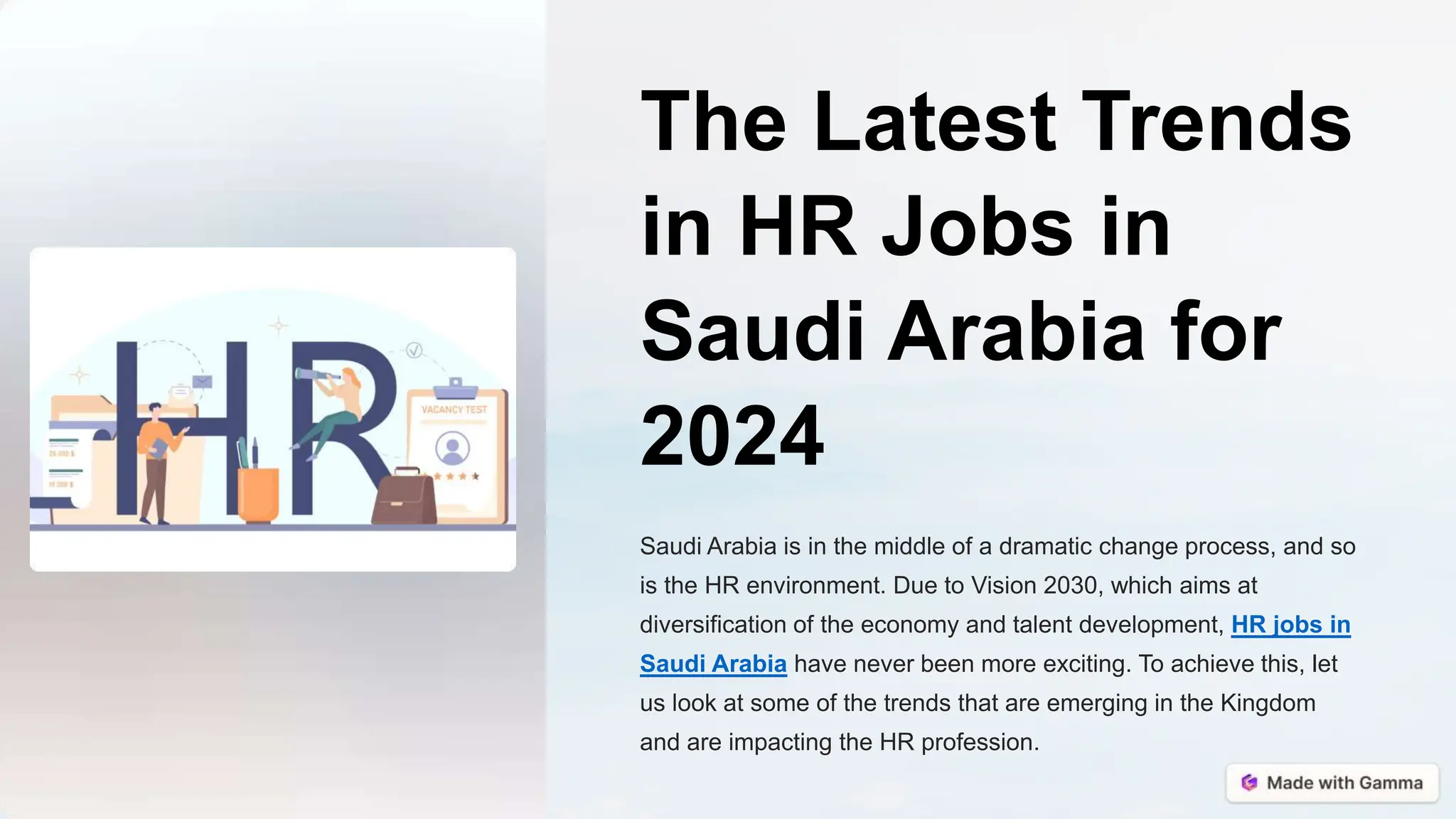 Latest HR Job Trends in Saudi Arabia 2024 - Vision 2030 Insights | PPT