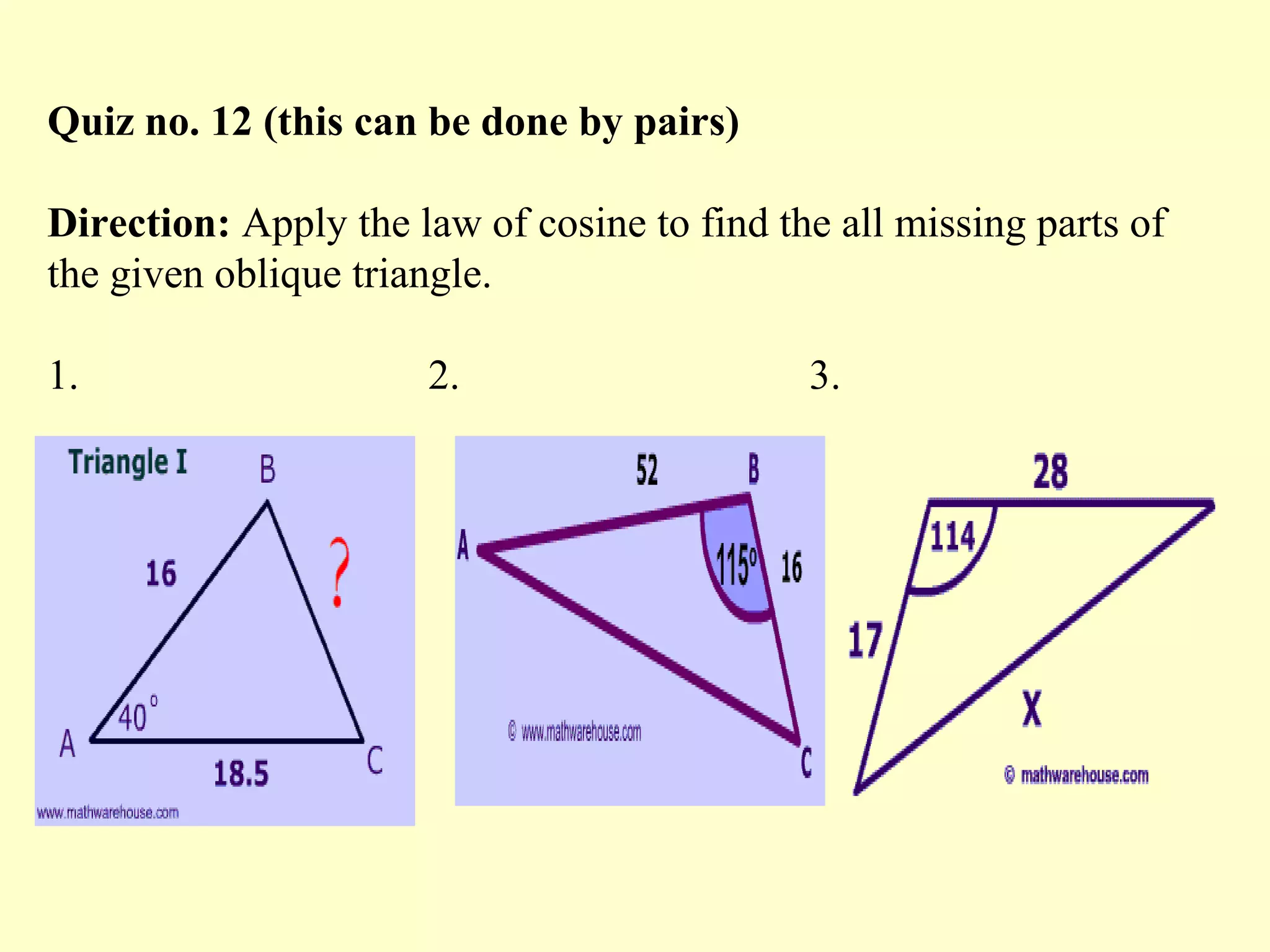 The Law of Cosines demo | PPT