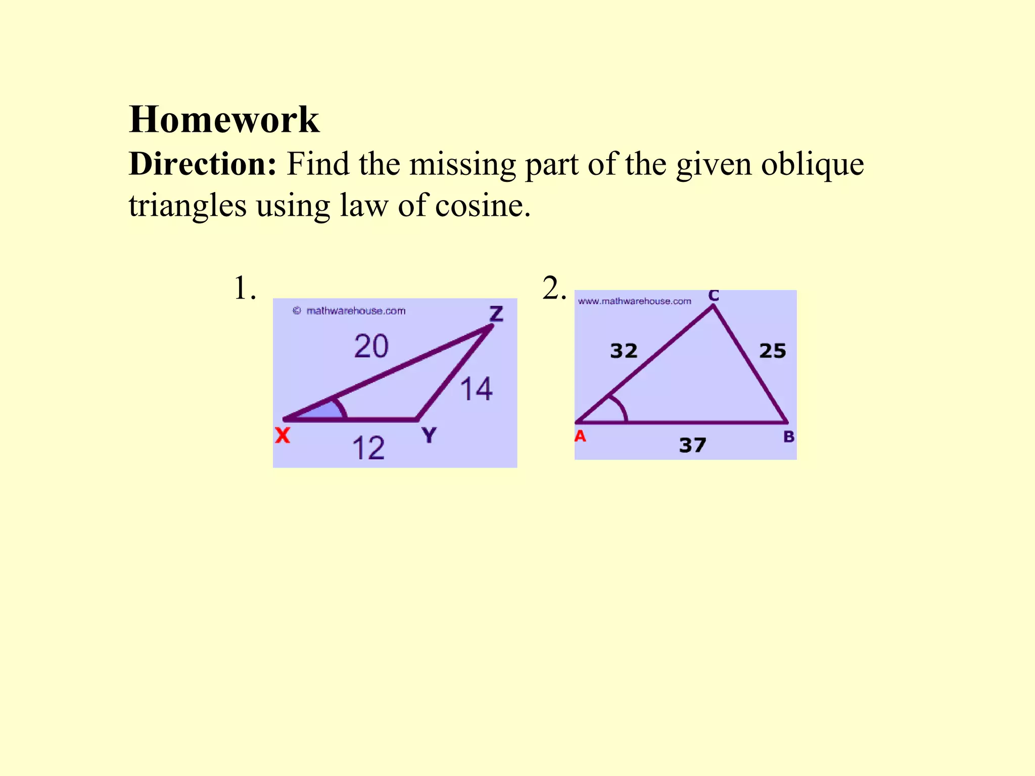 The Law of Cosines demo | PPT