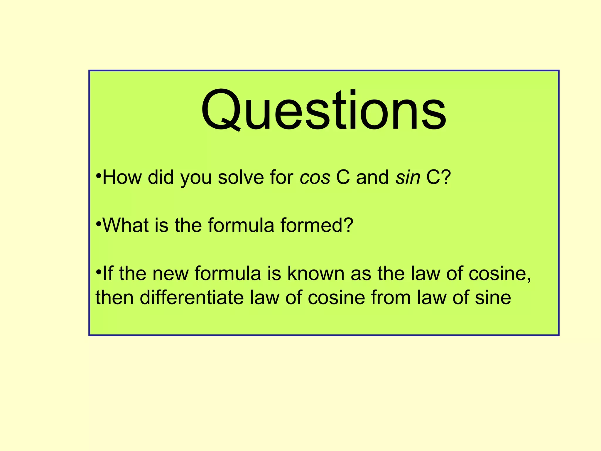 The Law of Cosines demo | PPT