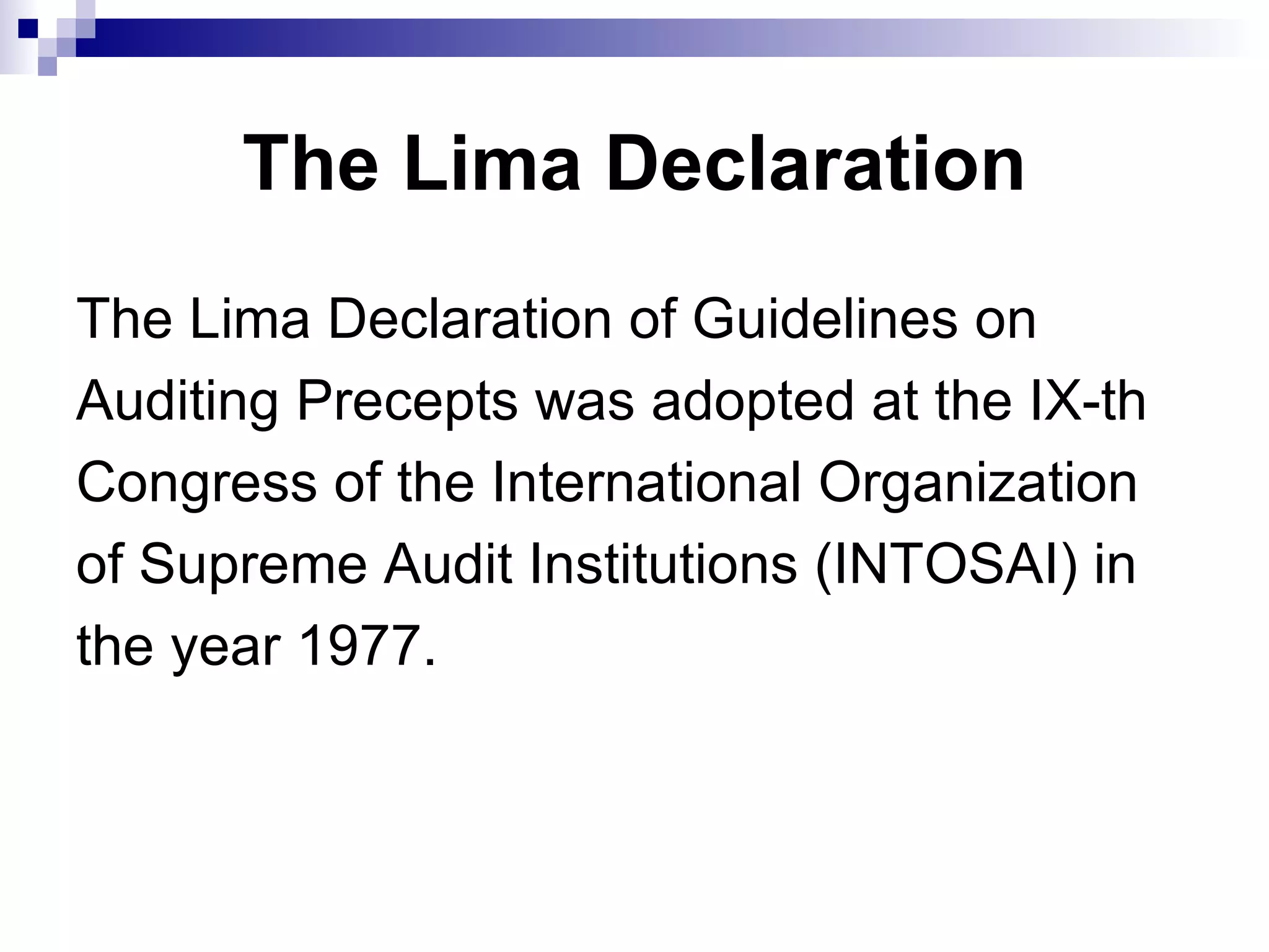 The Lima Declaration and the Principles of Public Audit in Russia | PPT