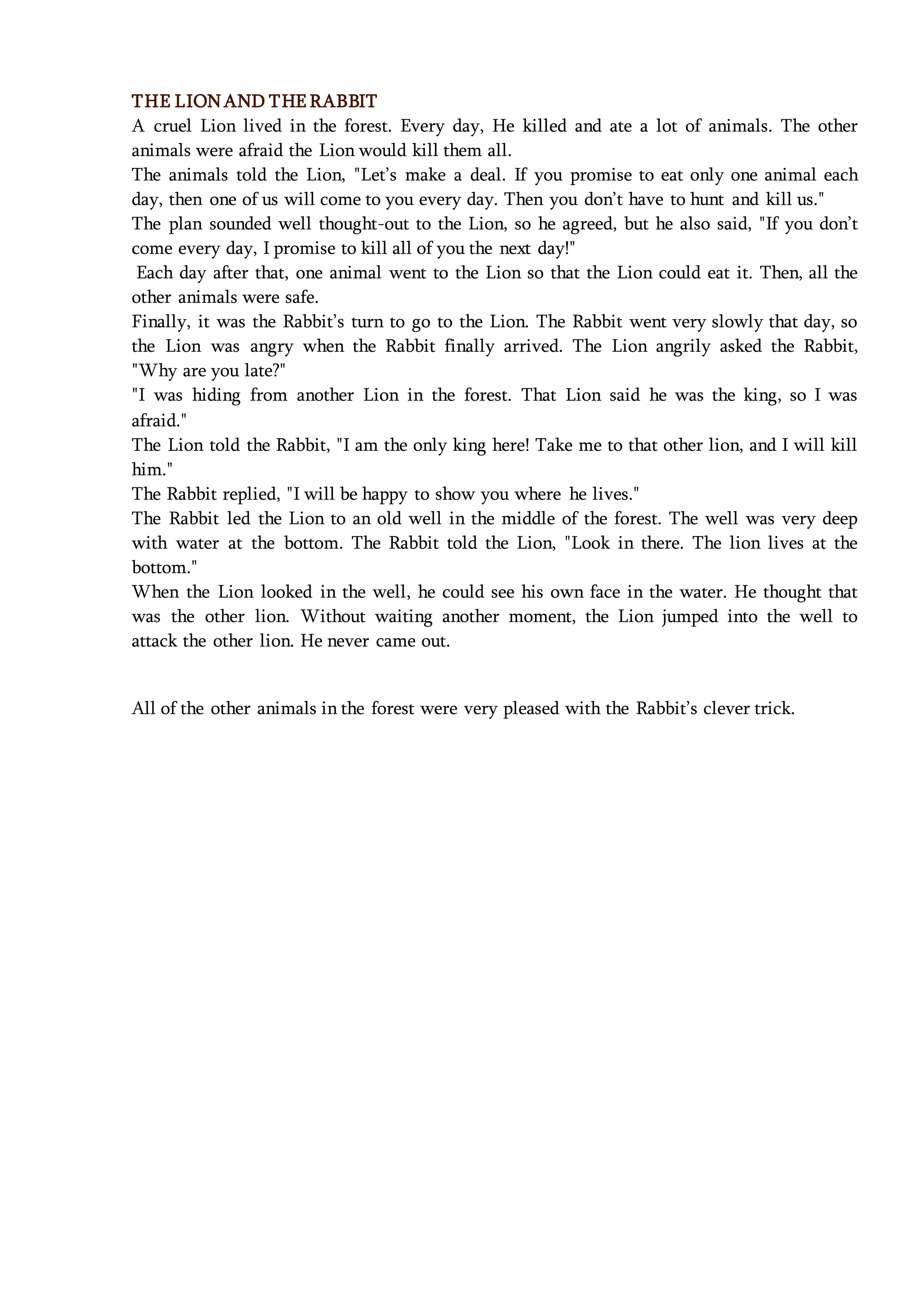 The lion and the rabbit | PDF