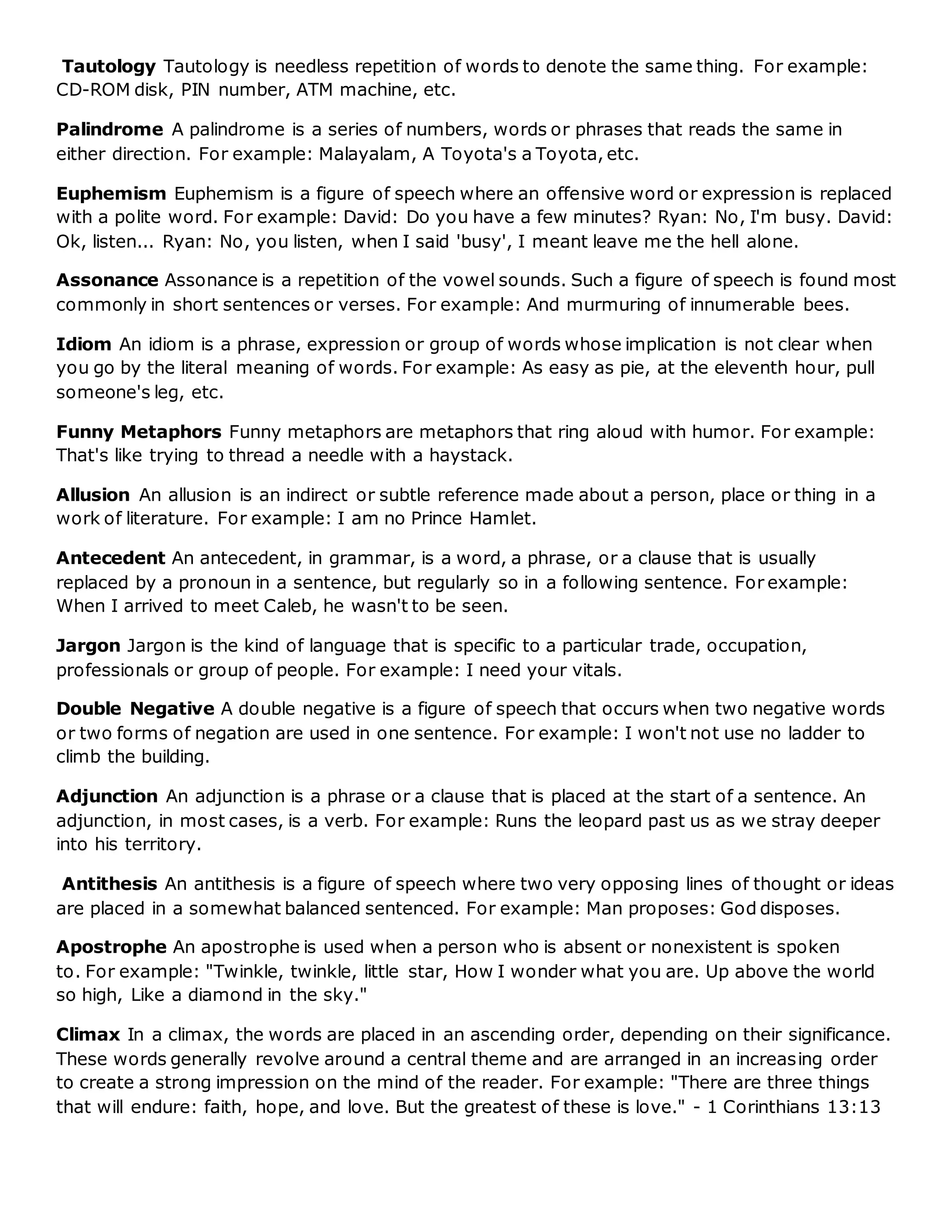 List of Figure of Speech | DOCX