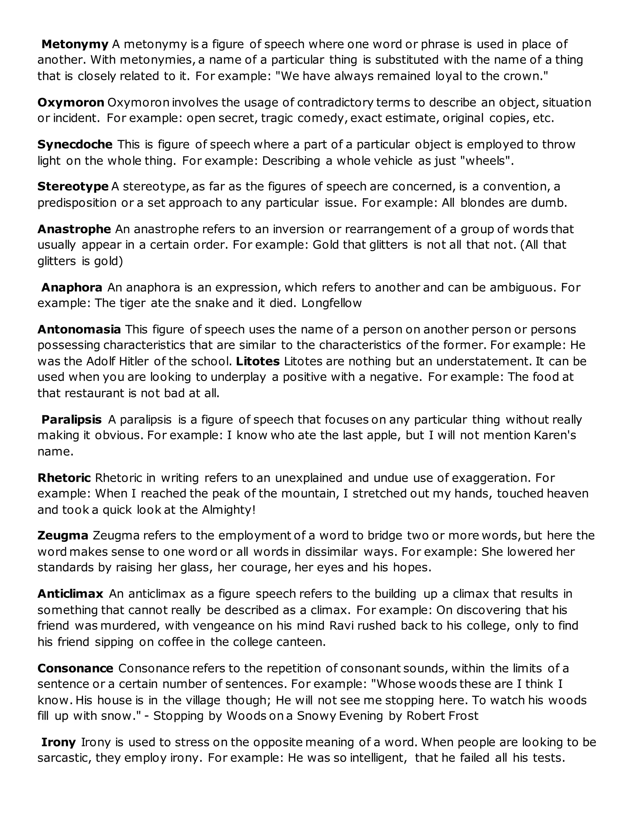 List of Figure of Speech | DOCX