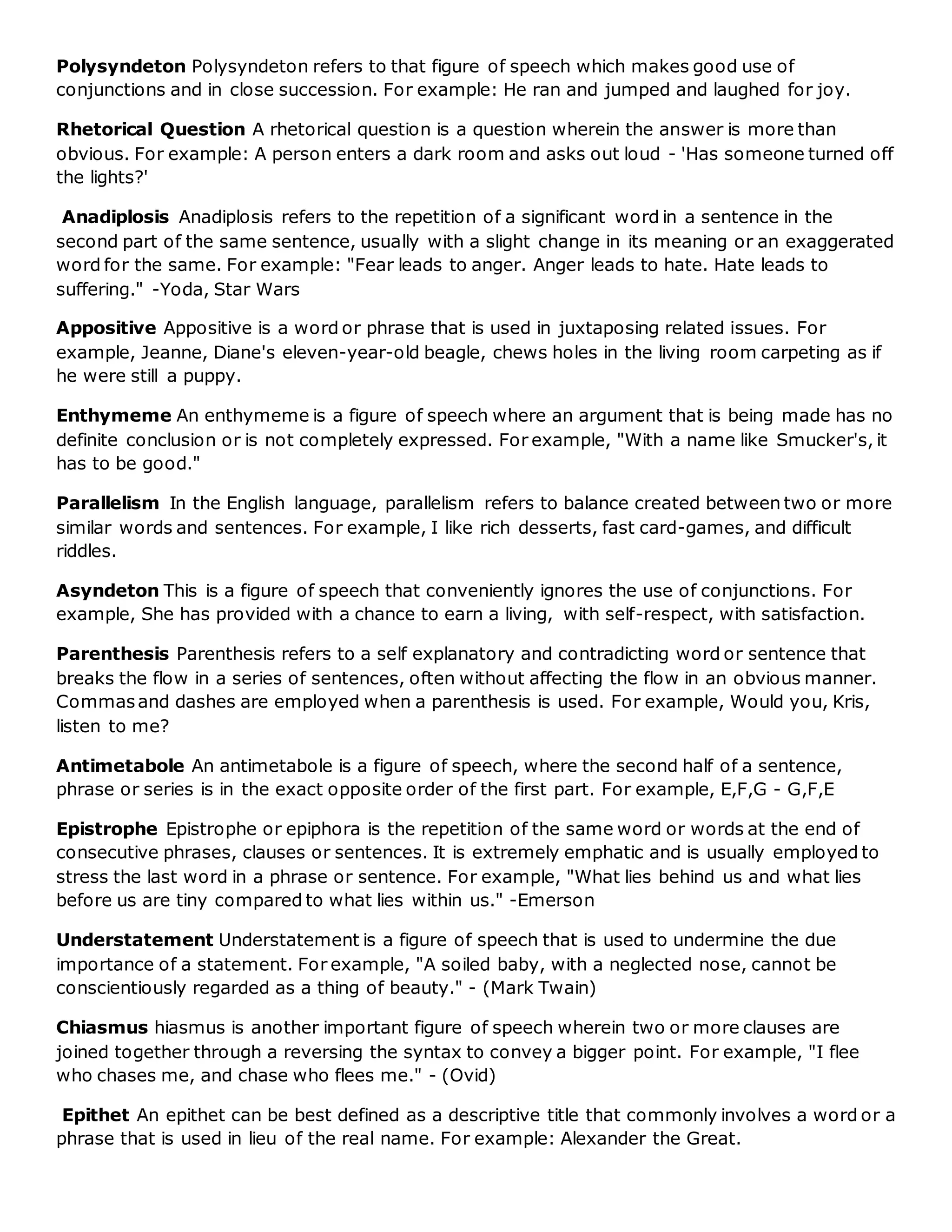 List of Figure of Speech | DOCX