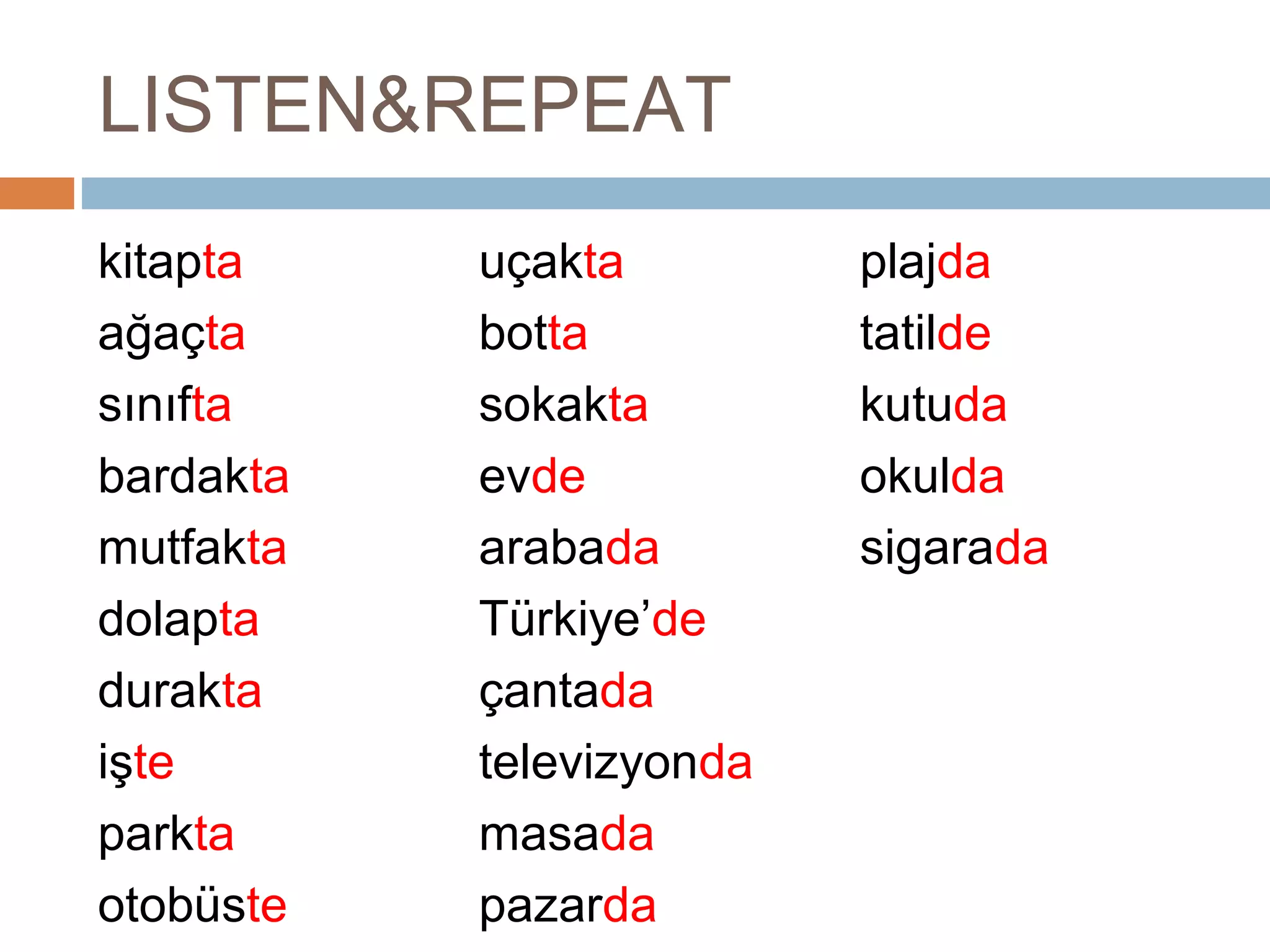 The Locative Case in Turkish | PPT