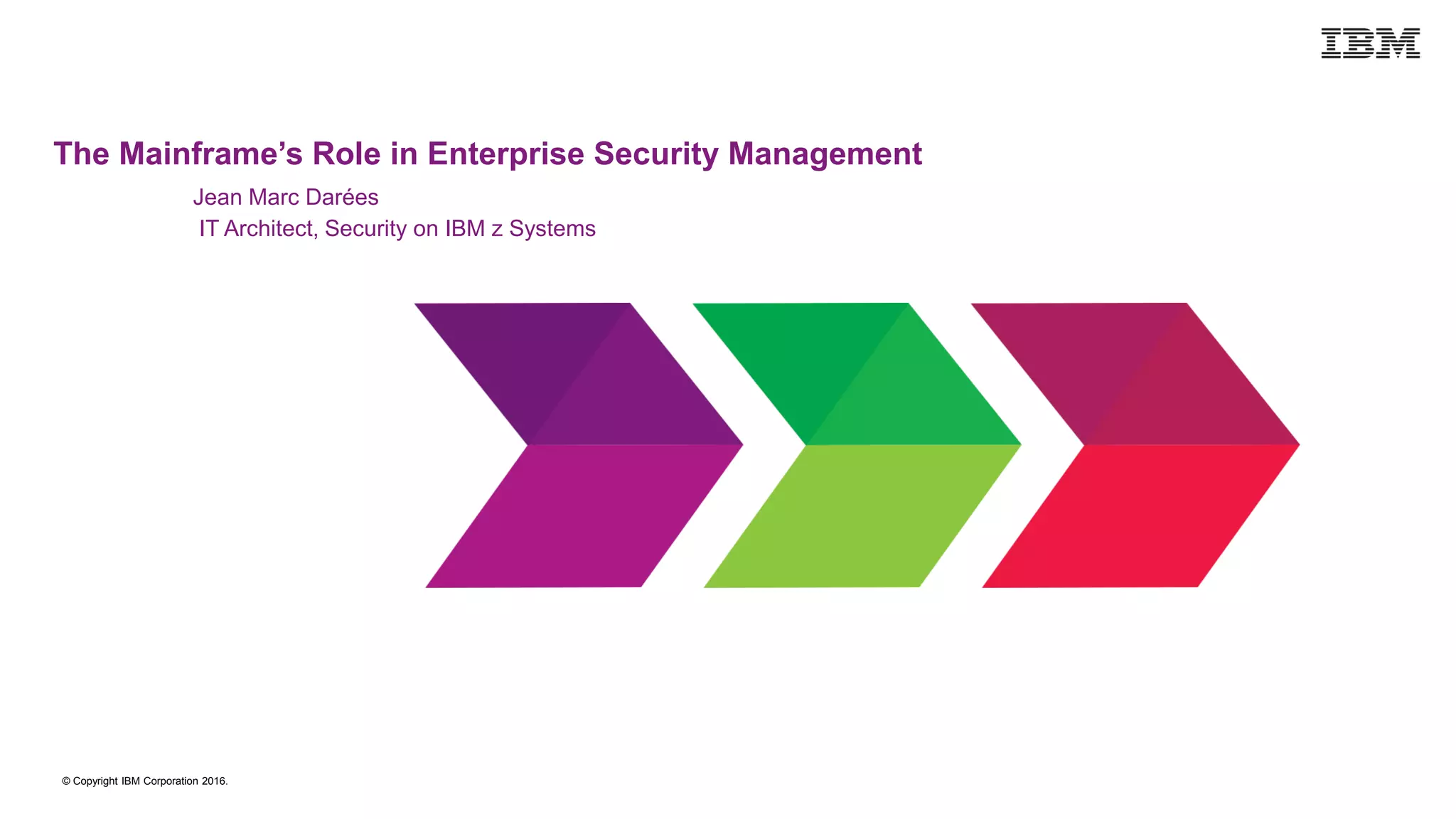 The Mainframe's Role in Enterprise Security Management - Jean-Marc ...