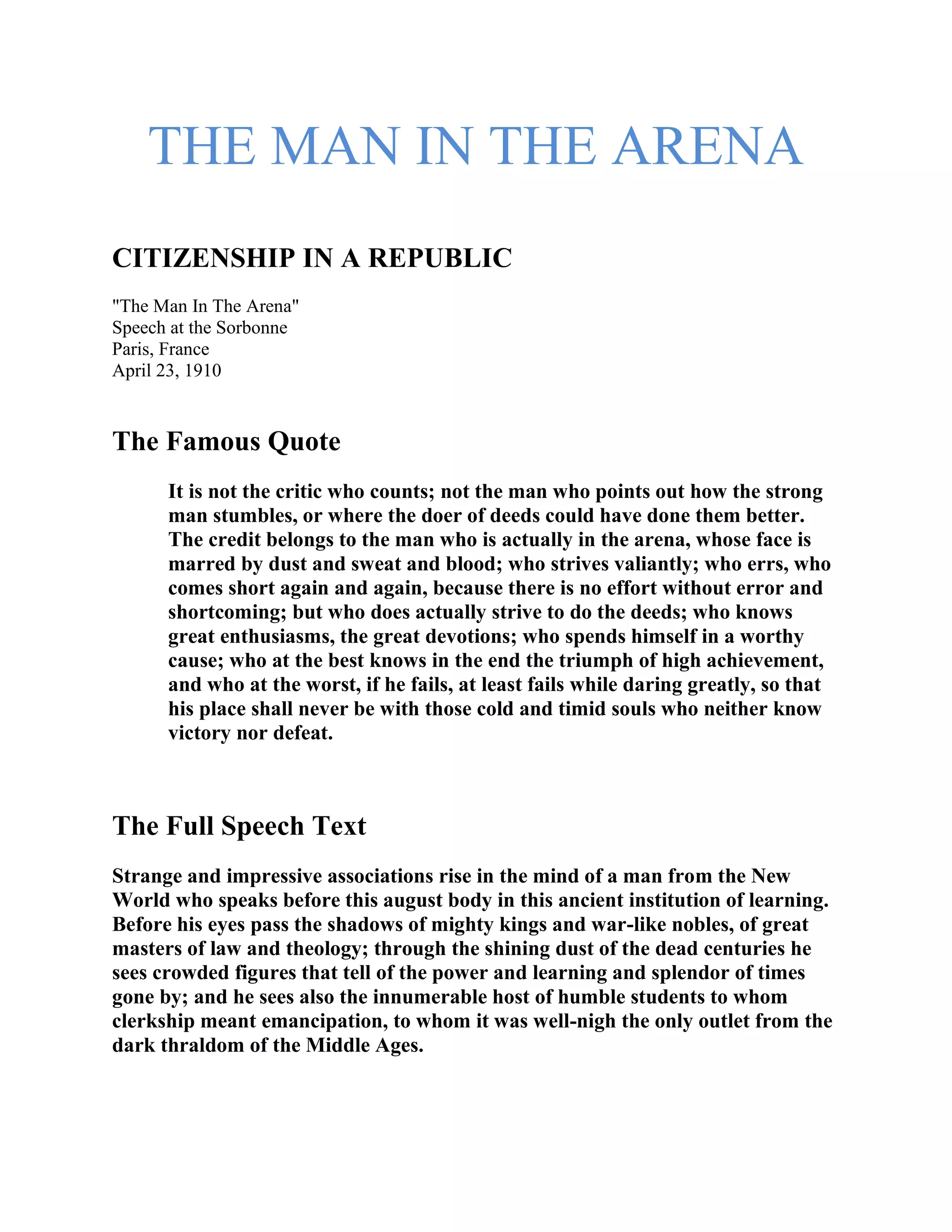 the-man-in-the-arena-theodore-roosevelt.pdf | Civic affairs | Politics