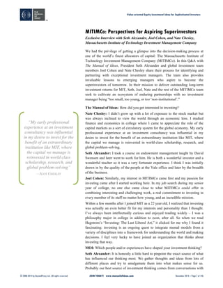 Advice for Aspiring Superinvestors, by the MIT Endowment | PDF