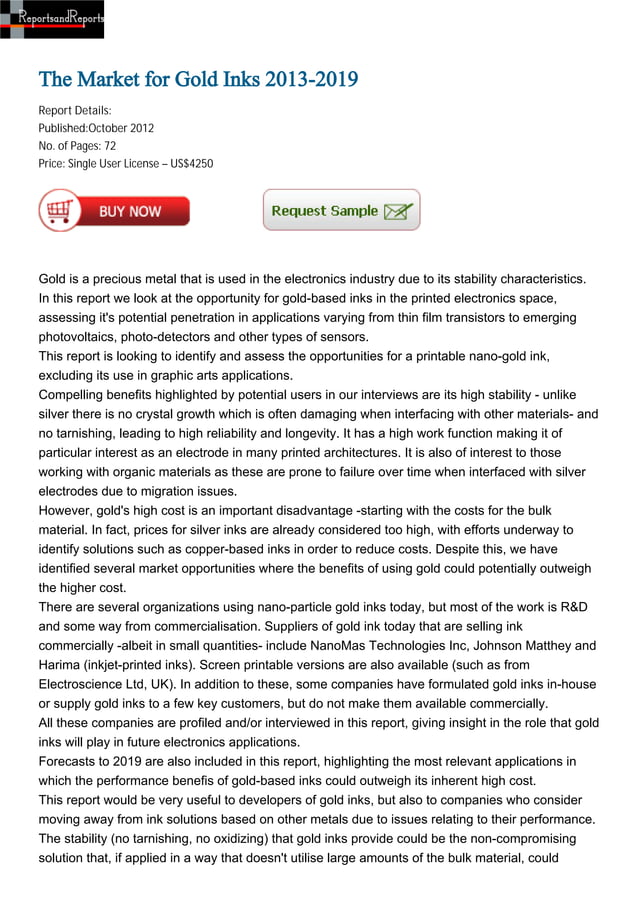 The Market for Gold Inks 2013-2019 | PDF