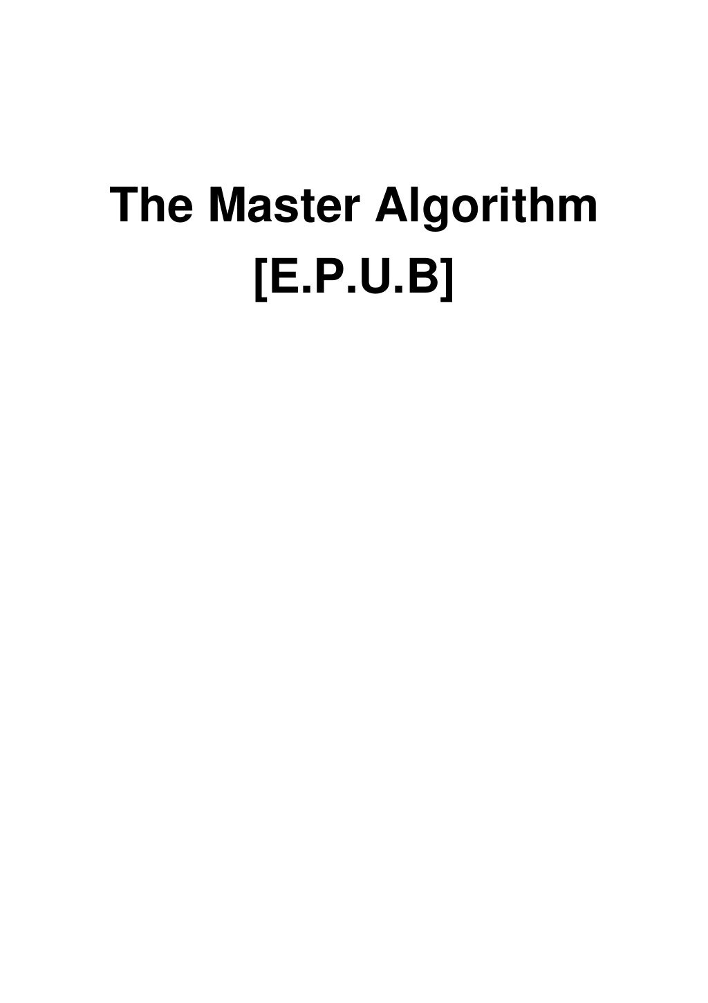 The Master Algorithm Epub