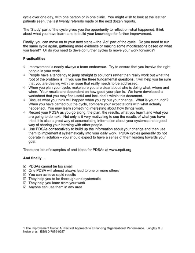 The Model For Improvement | PDF