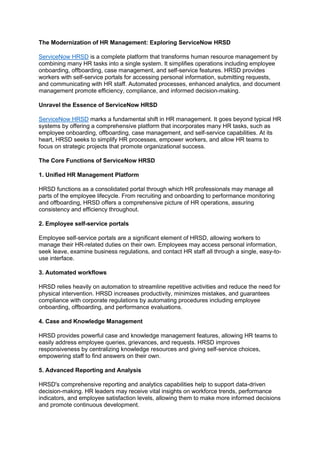 The Modernization of HR Management: Exploring ServiceNow HRSD | PDF