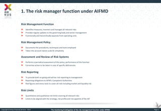 The monitoring & delegation of the risk management function under AIFMD | PDF