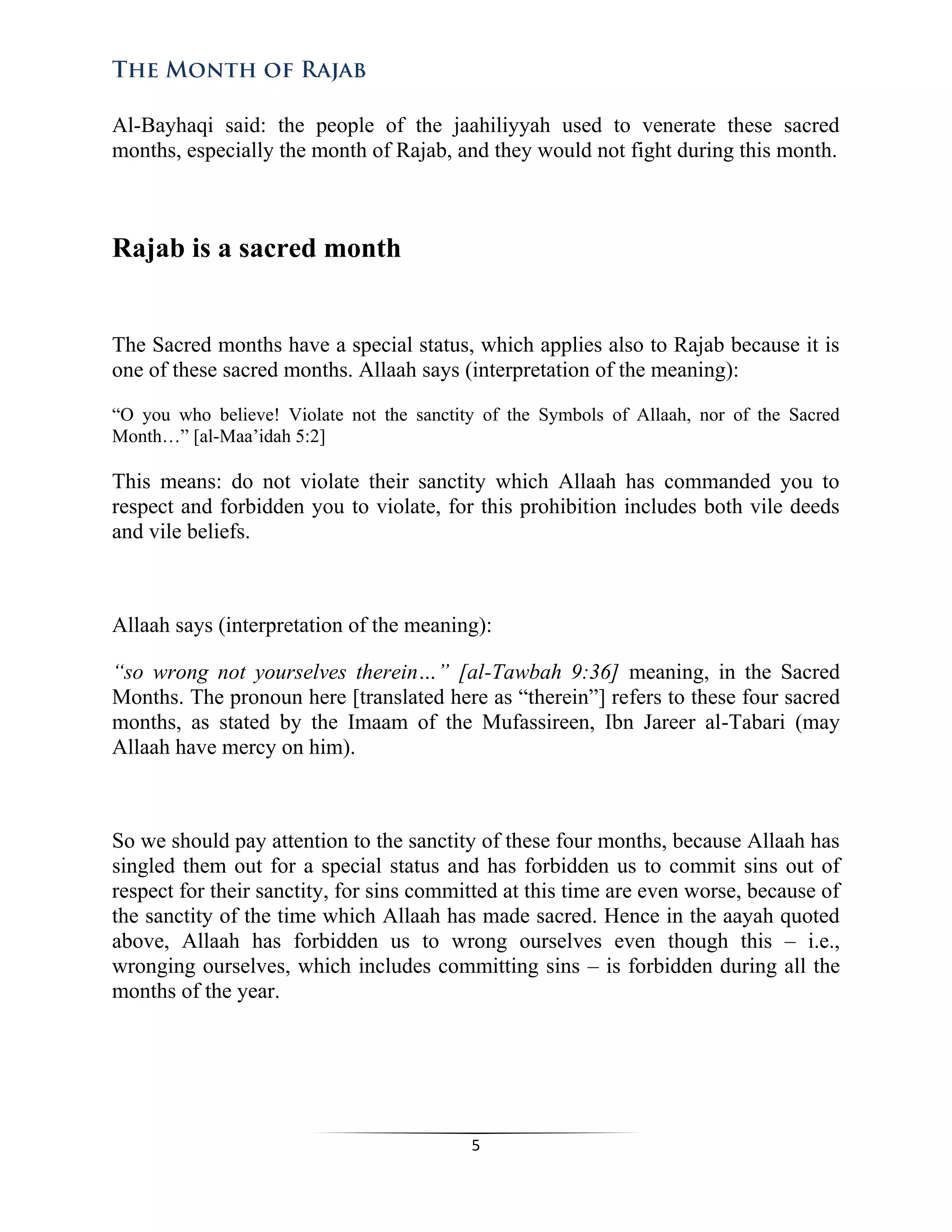 The month of Rajab | PDF