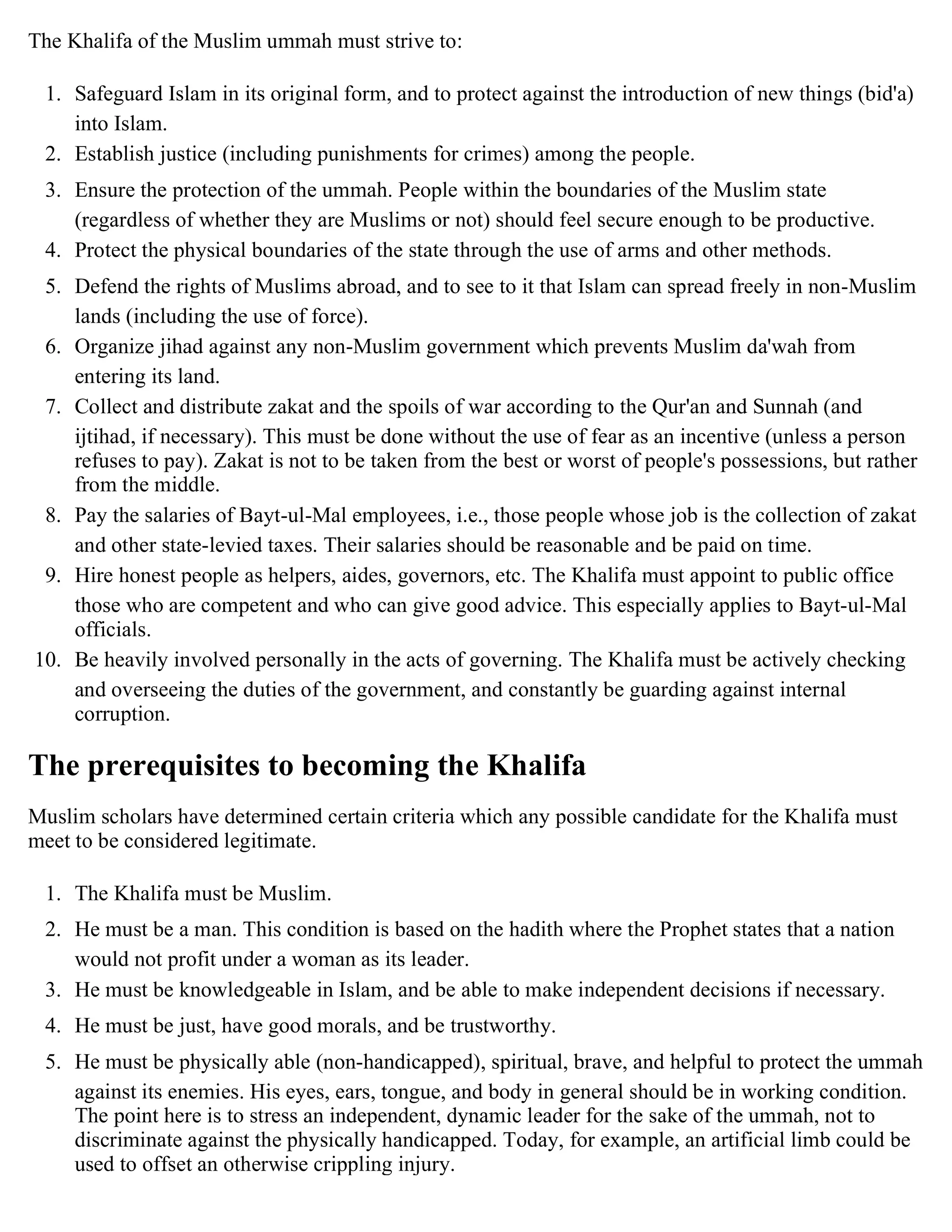 The Muslim Khilafa | PDF