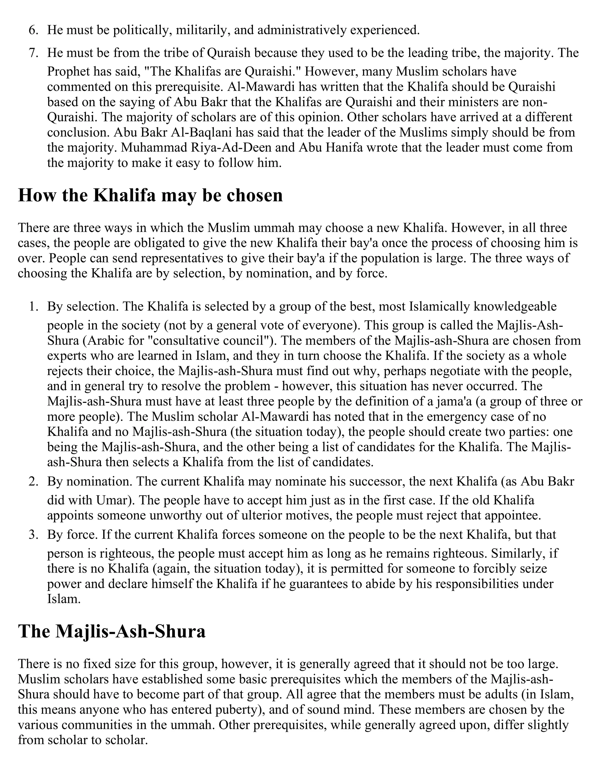 The Muslim Khilafa | PDF