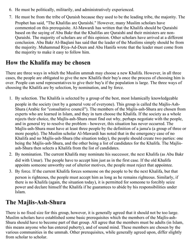 The Muslim Khilafa | PDF