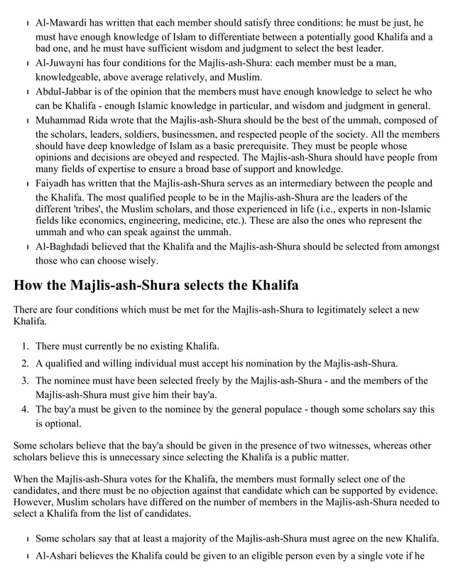 The Muslim Khilafa | PDF