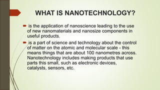 Report:The Nano World that includes nano science, nanotechnology,origin ...