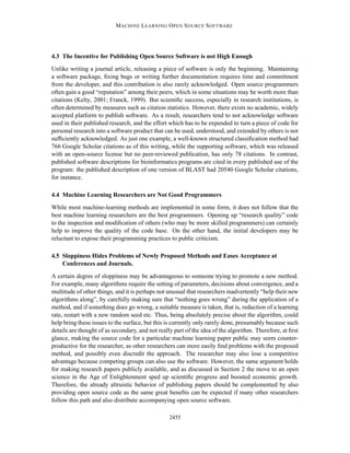 The Need for Open Source Software in Machine Learning | PDF