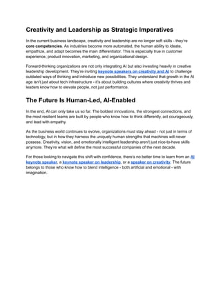 The New Age of Work: How Creativity and Leadership Are Shaping the AI-Powered Future | PDF