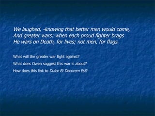 The Next War Wilfred Owen | PPT