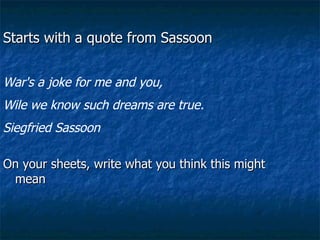 The Next War Wilfred Owen | PPT