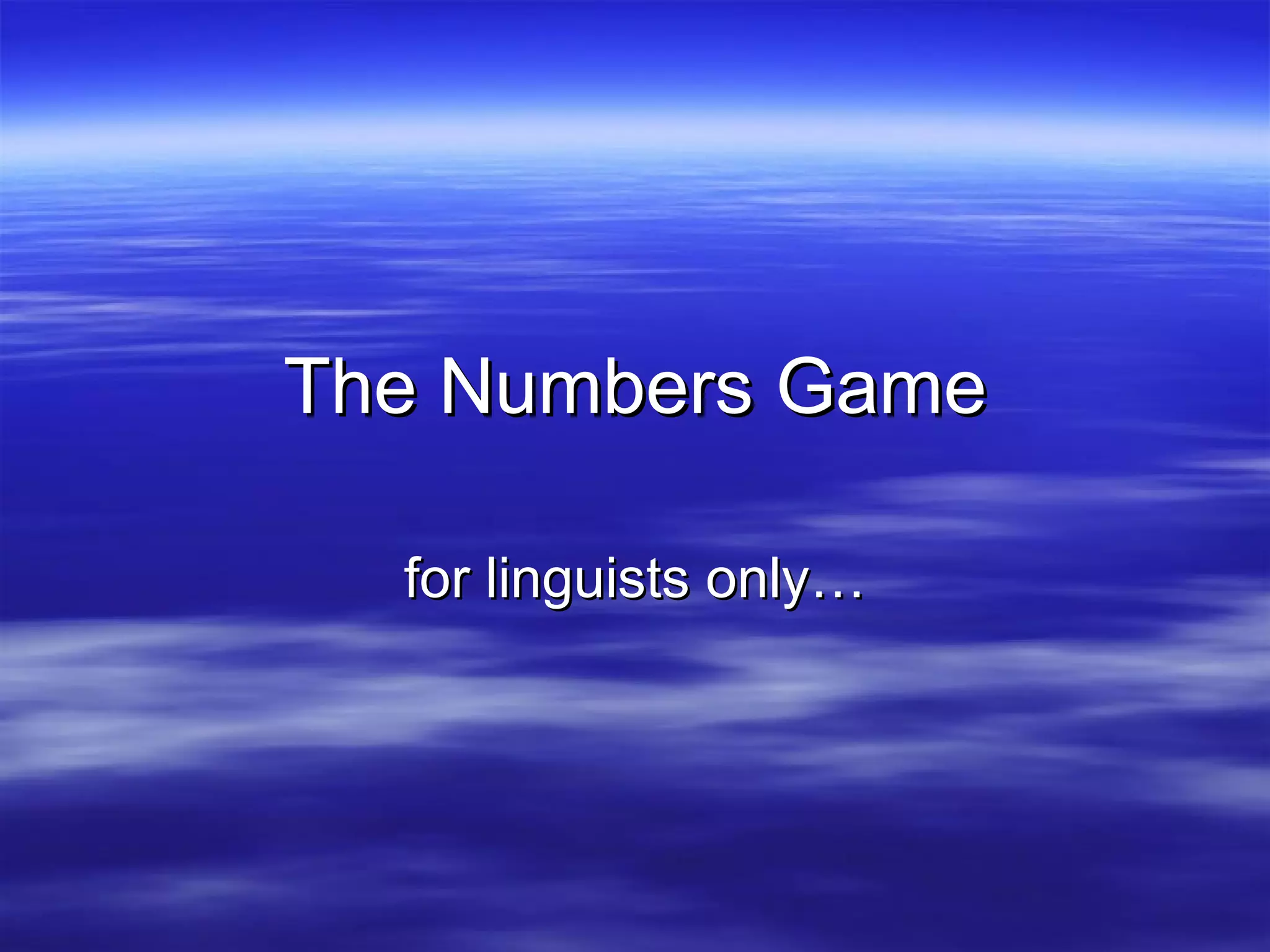 The Numbers Game | PPT