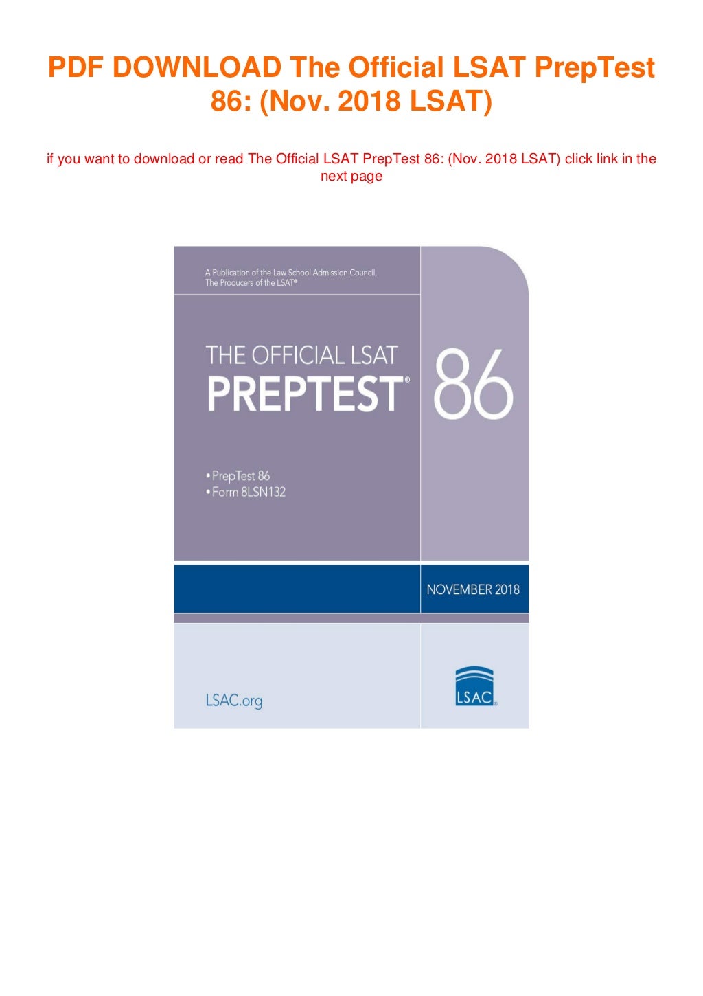 The Official LSAT PrepTest 86: (Nov. 2018 LSAT) full_online