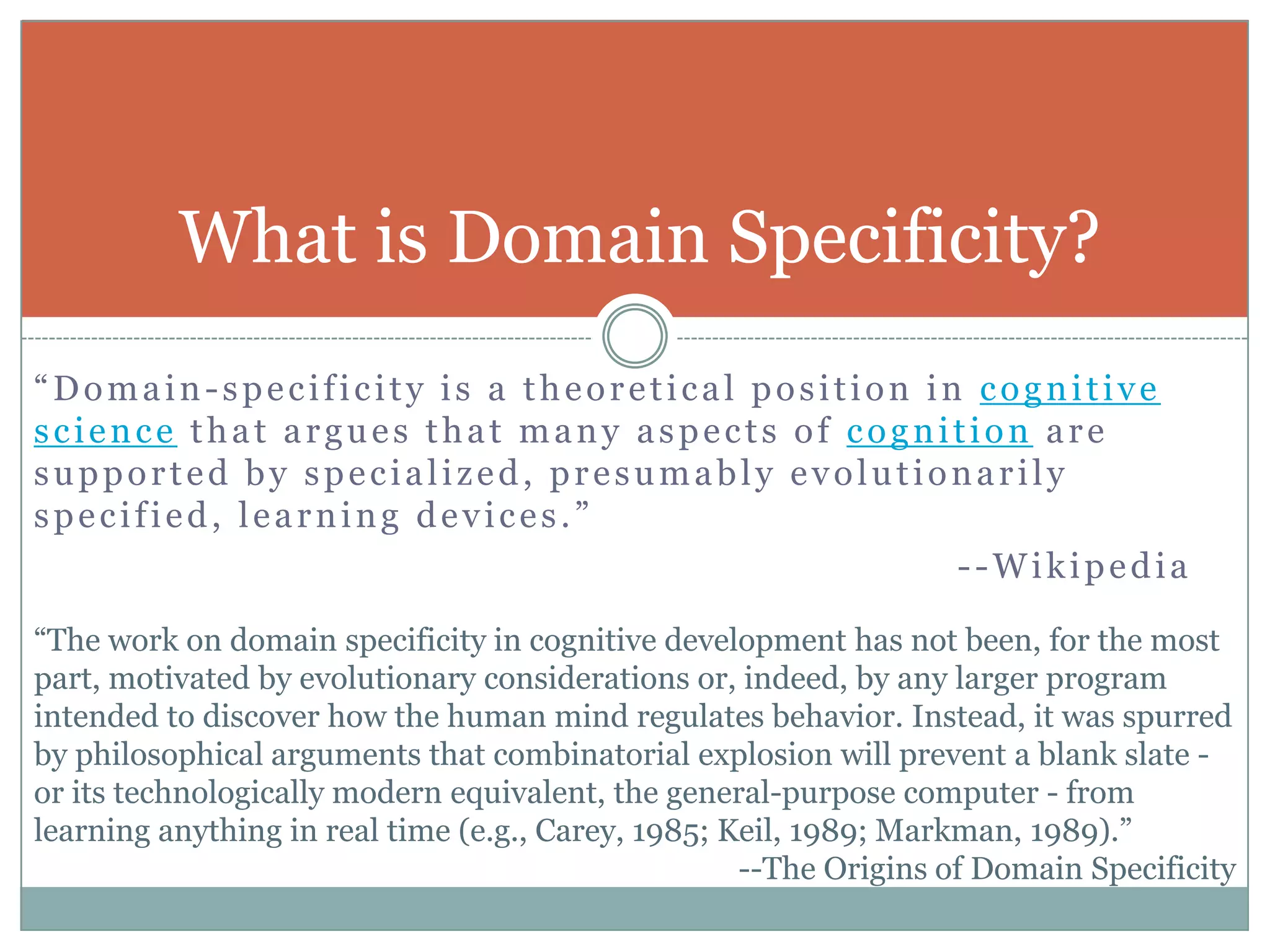 The Origins Of Domain Specificity | PDF | Genetics | Science