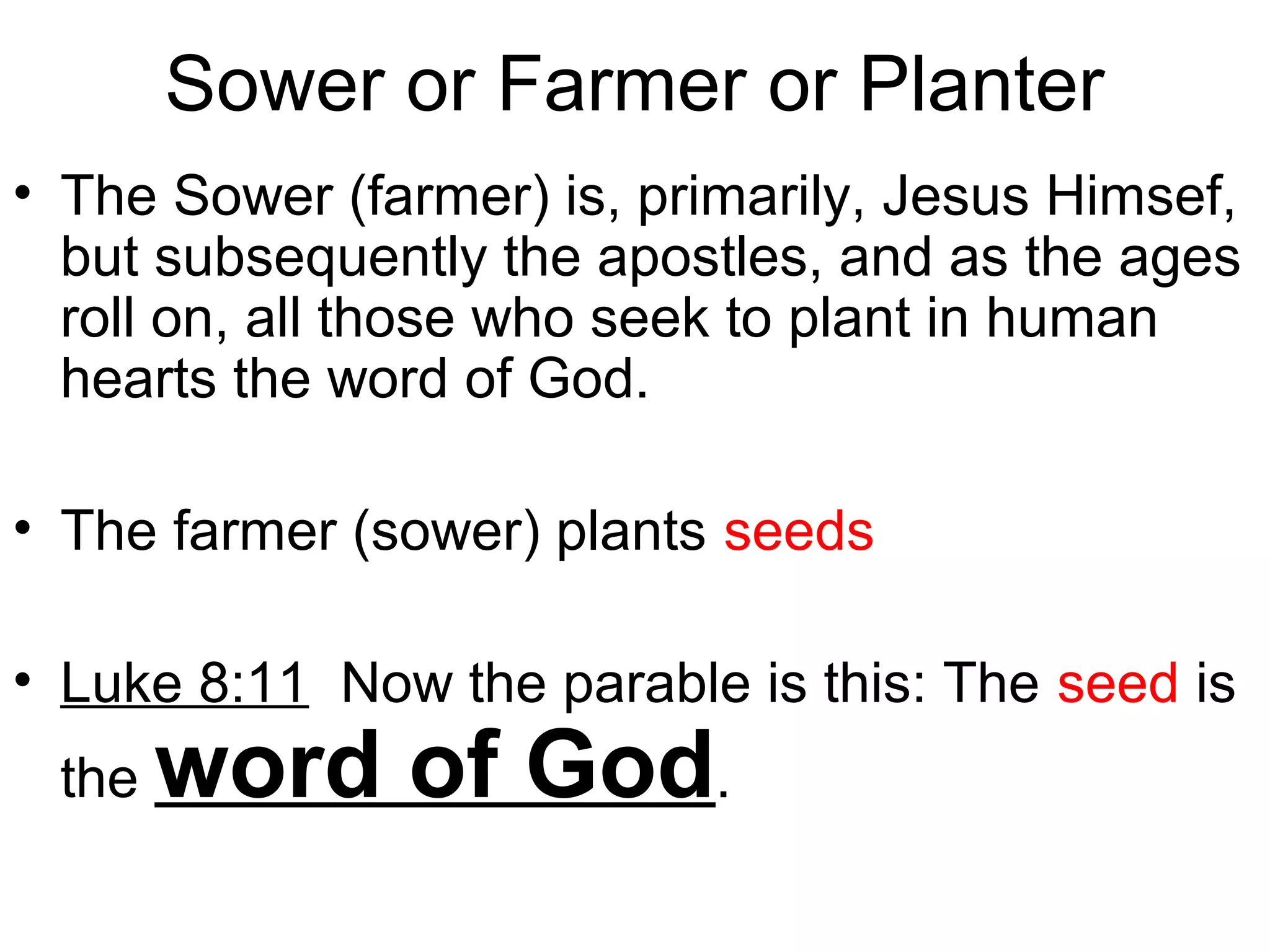 The parable of the Sower and Soils | PPT