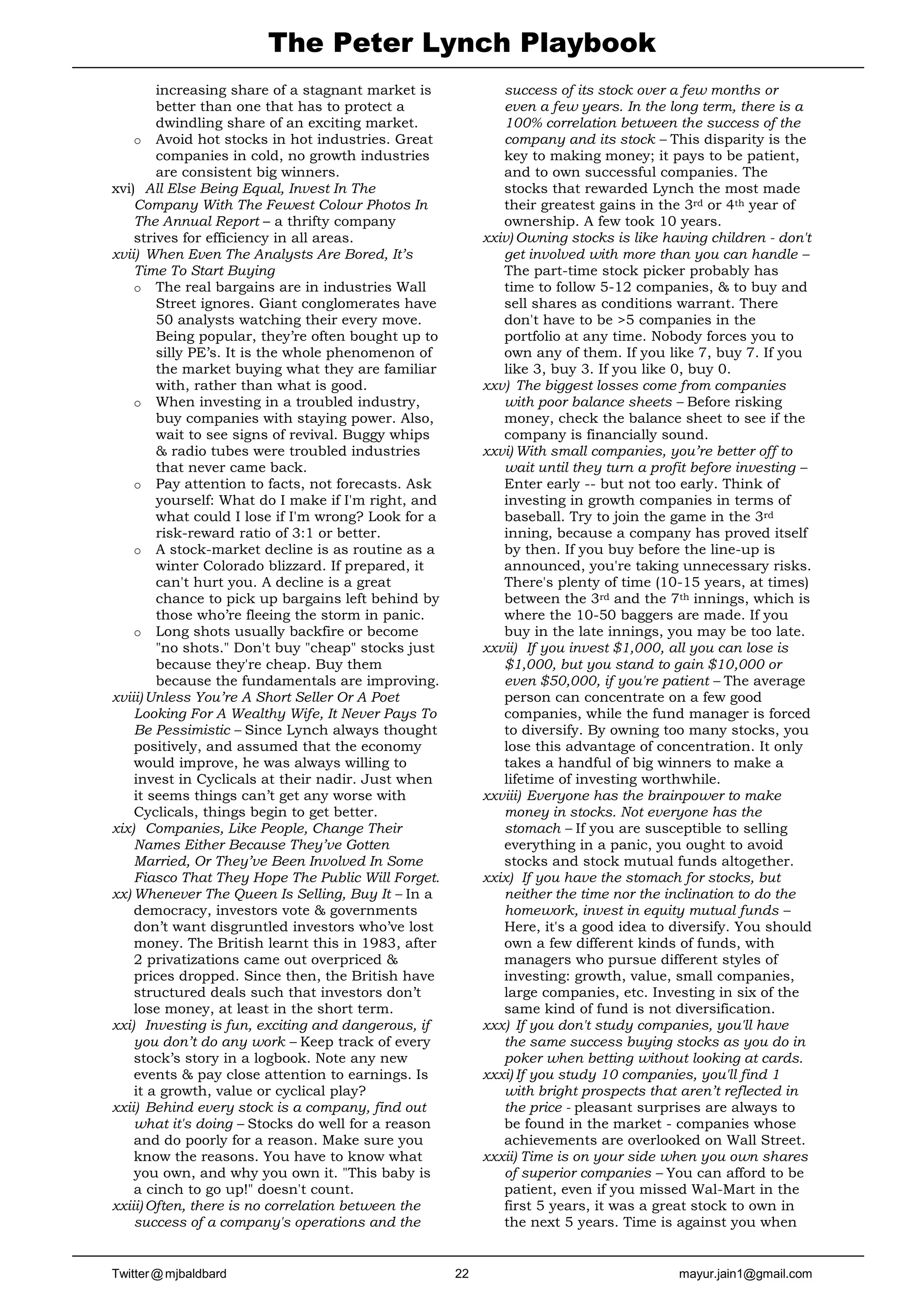 the-peter-lynch-playbook on equity investment | PDF